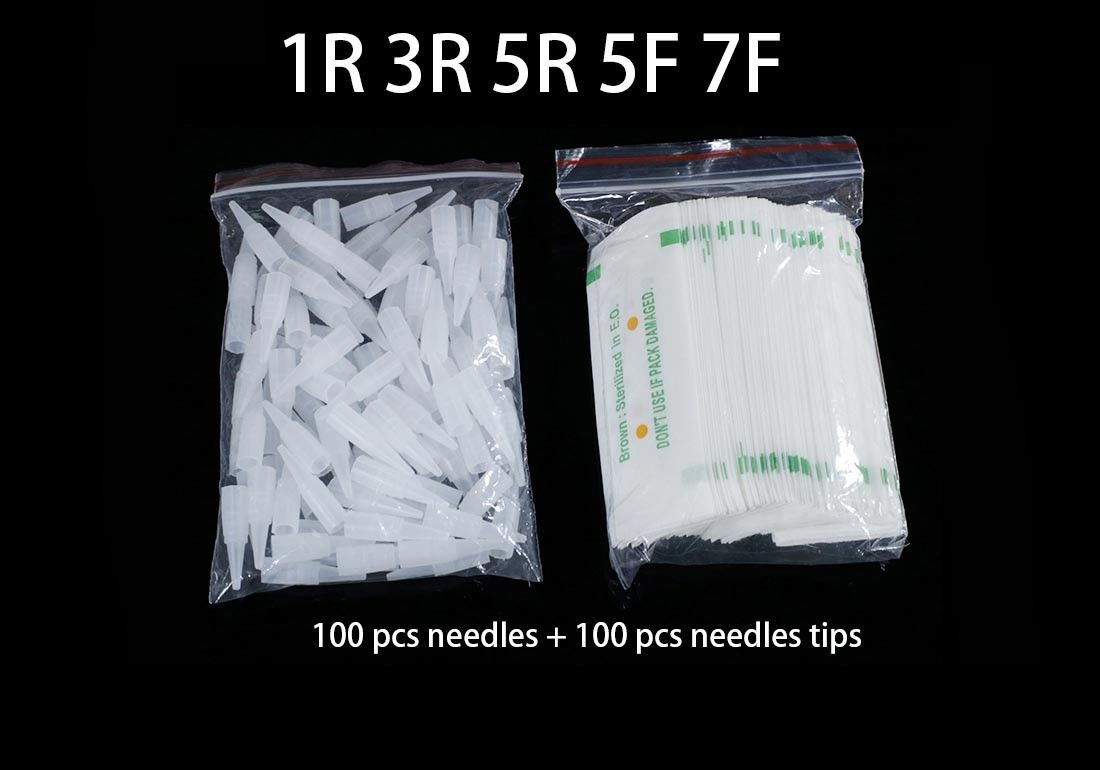 Wholesale Price 100 PCS 1R 3R 5R 5F 7F PMU Needles + Needles Tips ...